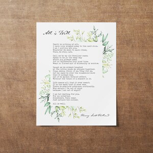 All is Well Funeral Poem Henry Scott Holland Instant Download ...
