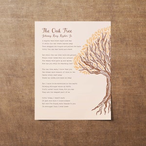Oak Tree Poem Art Print: Encouragement Gift (digital Download) - Etsy