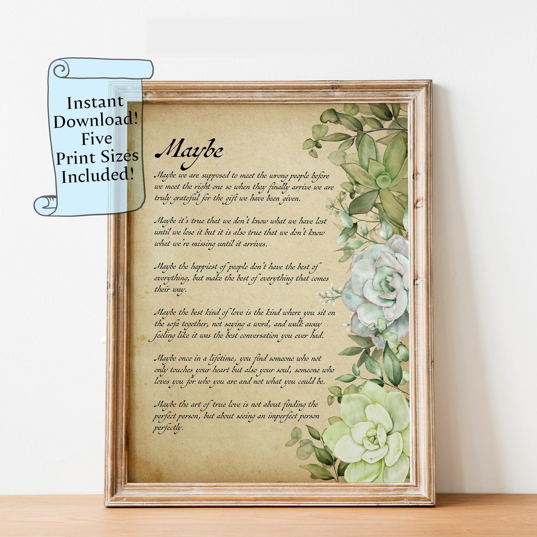 Maybe Love Poem Printable Wall Art - Wedding Poem Reading - Vows Poster ...