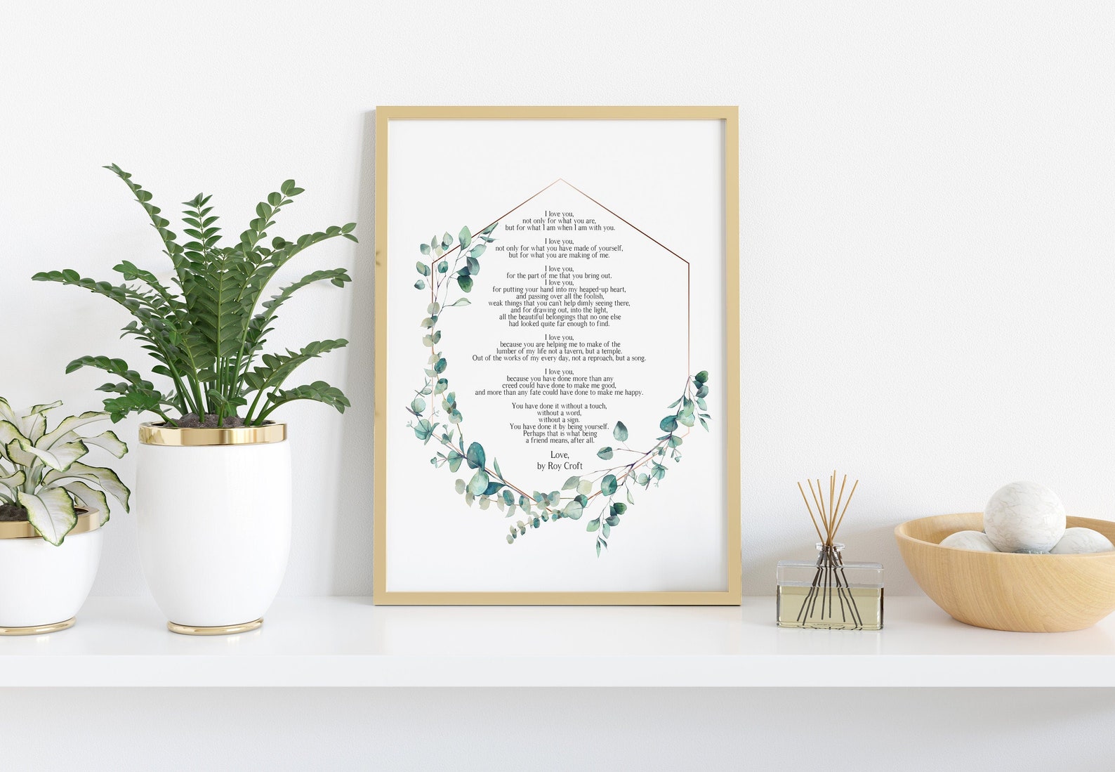 Roy Croft 'love' Poem Print: Eucalyptus Wreath Wedding Art (digital ...