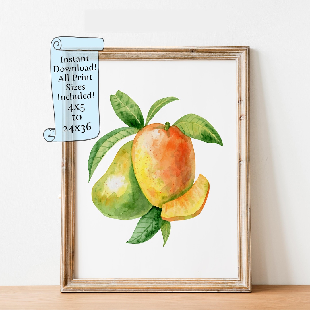 Watercolor Mango Print: Tropical Kitchen Wall Art (digital Download) - Etsy