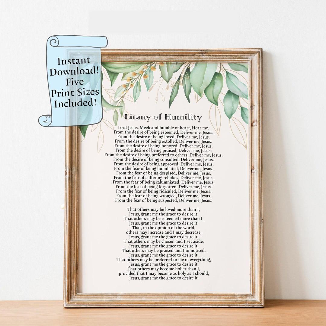 Litany of Humility Printable Wall Art: Catholic Prayer (digital ...
