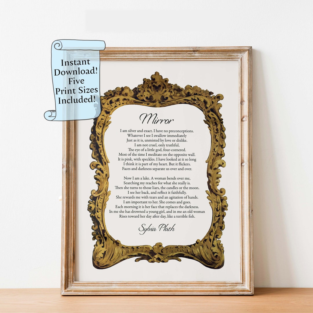 Mirror Poem by Sylvia Plath, Poetry Print Literary Wall Art - Poem Wall ...