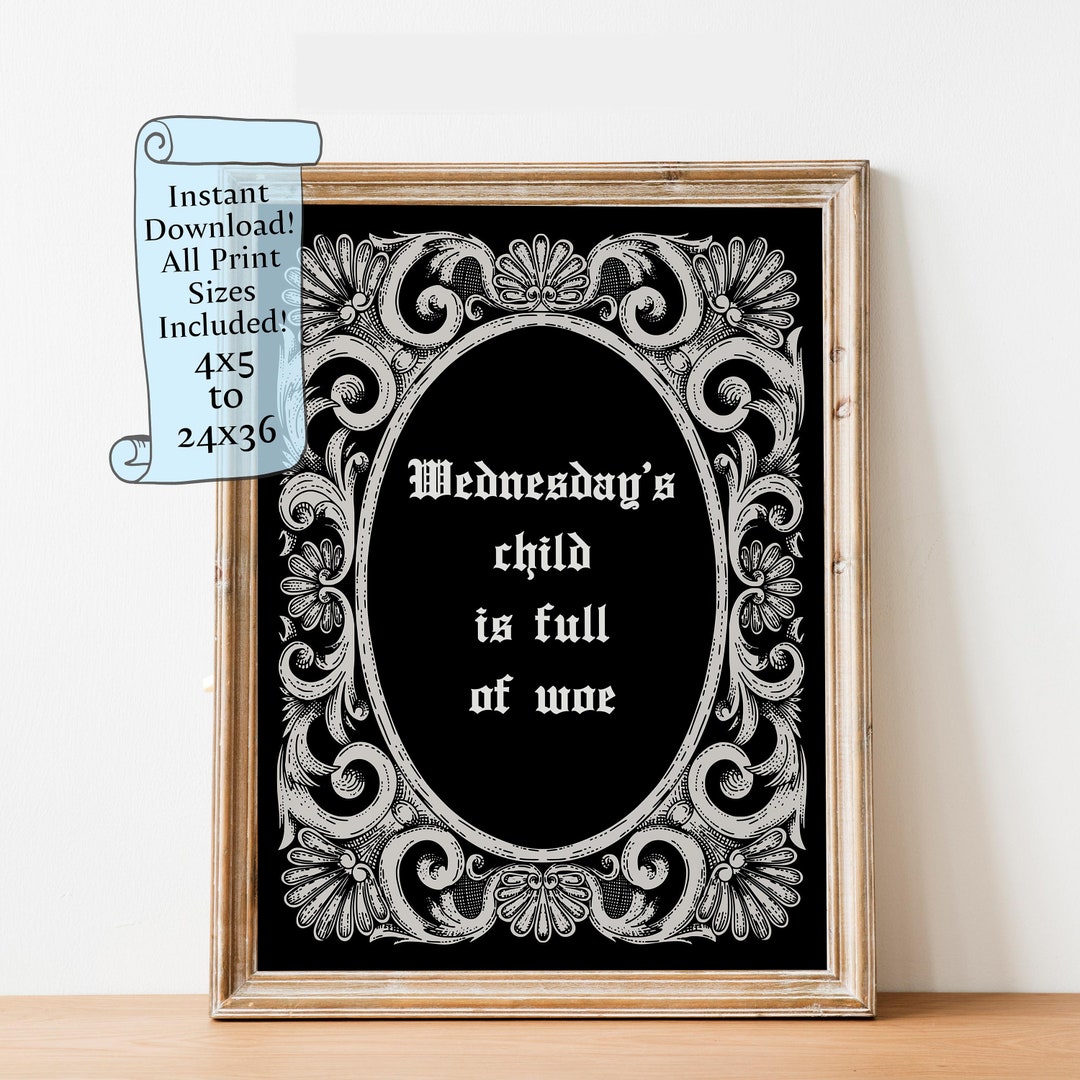 Wednesday Addams Printable Art: Spooky Nursery Rhyme (digital Download ...