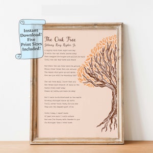 The Oak Tree Poem Printable Wall Art, Encouragement Gift Poster Print ...