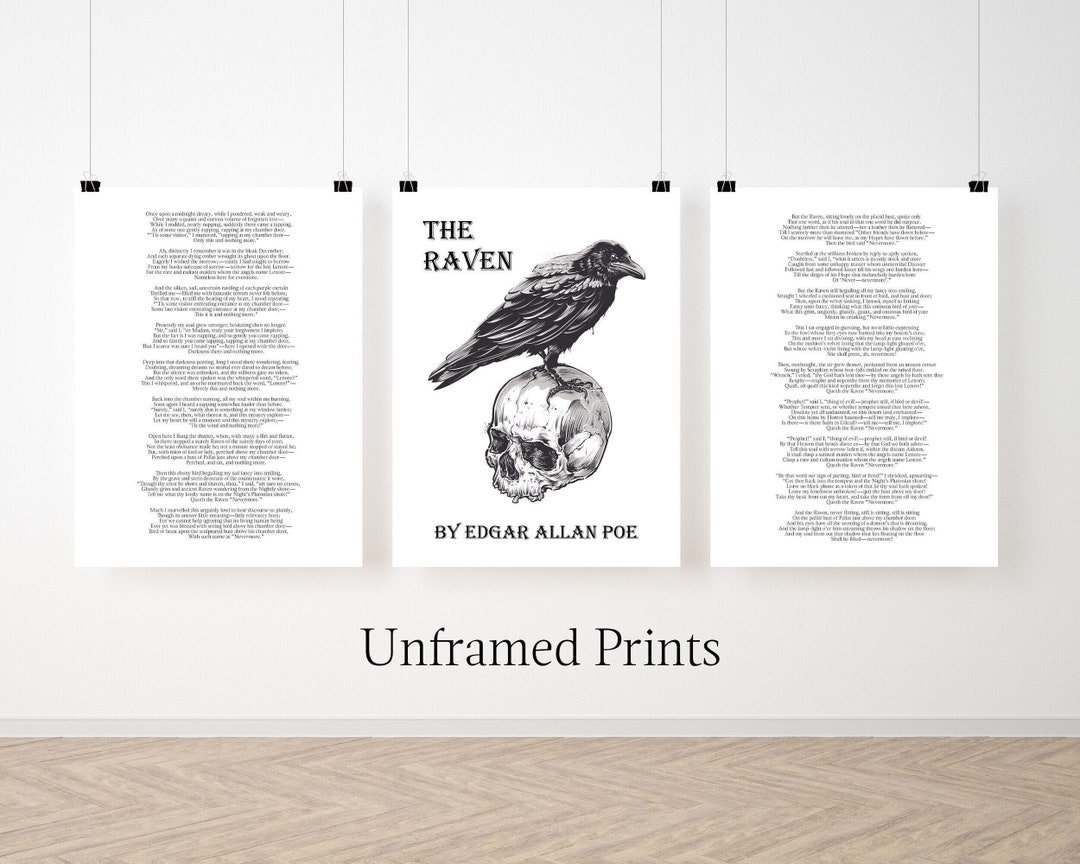 The Raven Set of 3 Edgar Allan Poe Poem Poster Prints Quoth the Raven ...