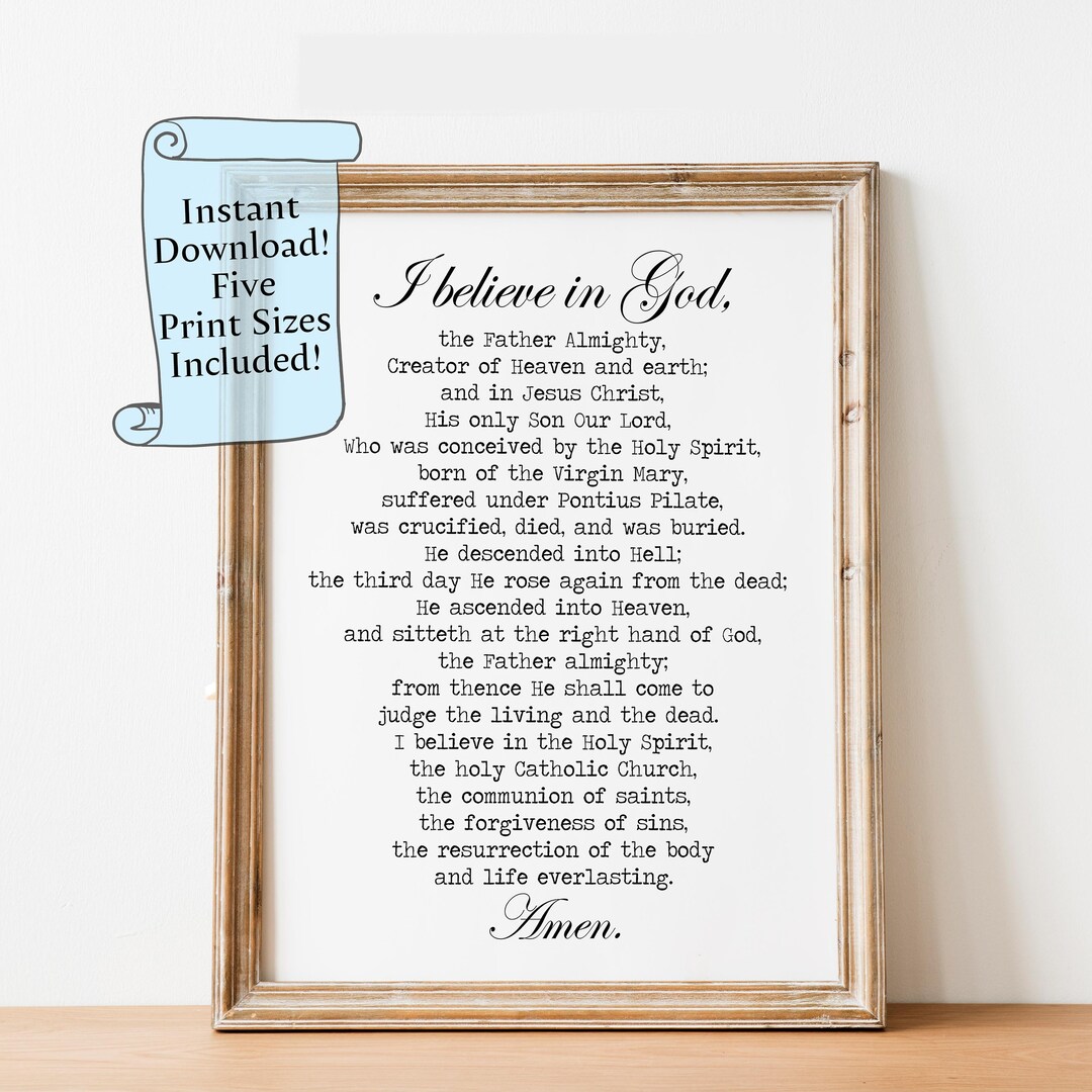 Christian Wall Art - the Apostles' Creed Prayer Printable - the ...