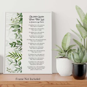 Children Learn What They Live Poem - Dorothy Law Nolte - Wall Art ...