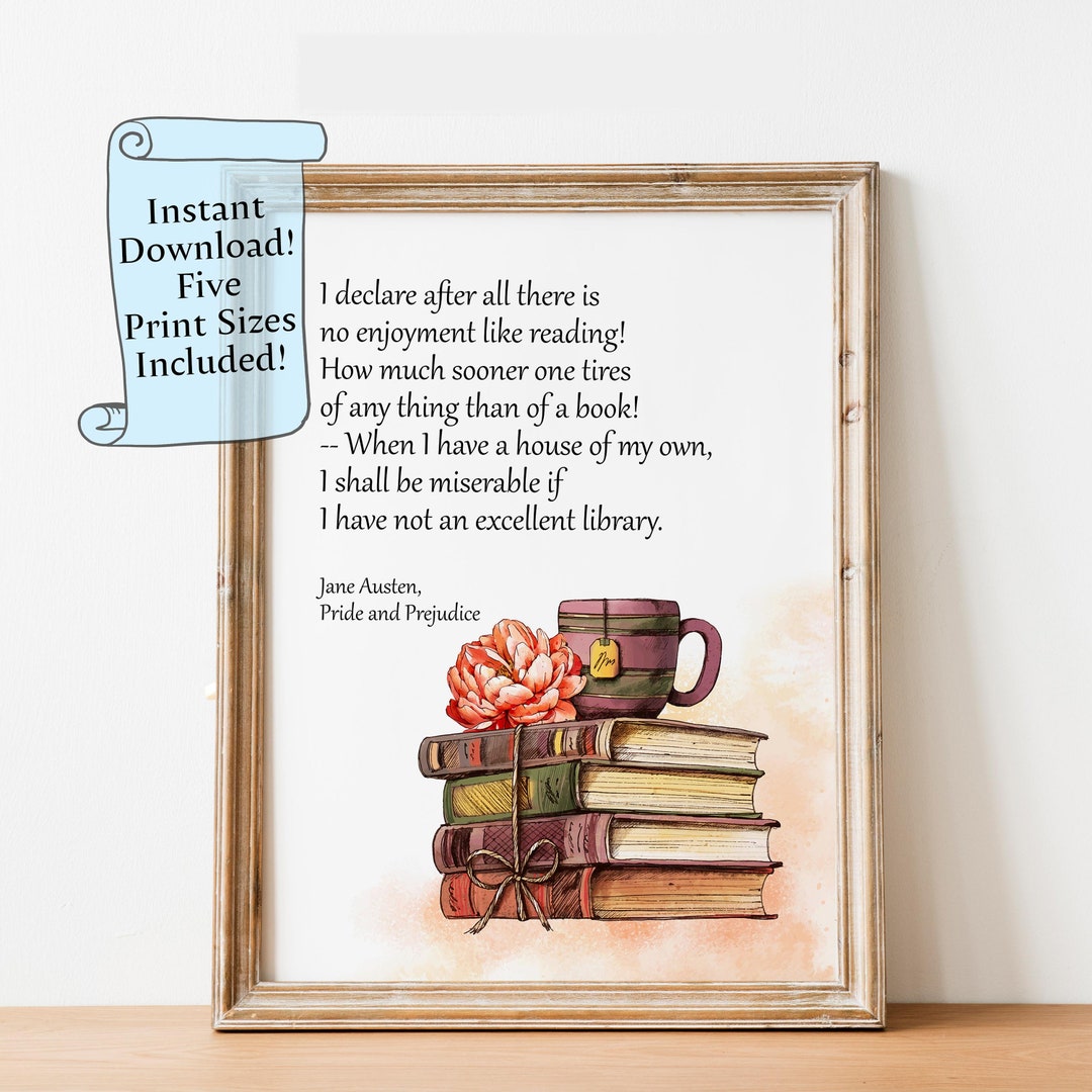 Pride and Prejudice Quote Print: Jane Austen Literary Art (digital ...