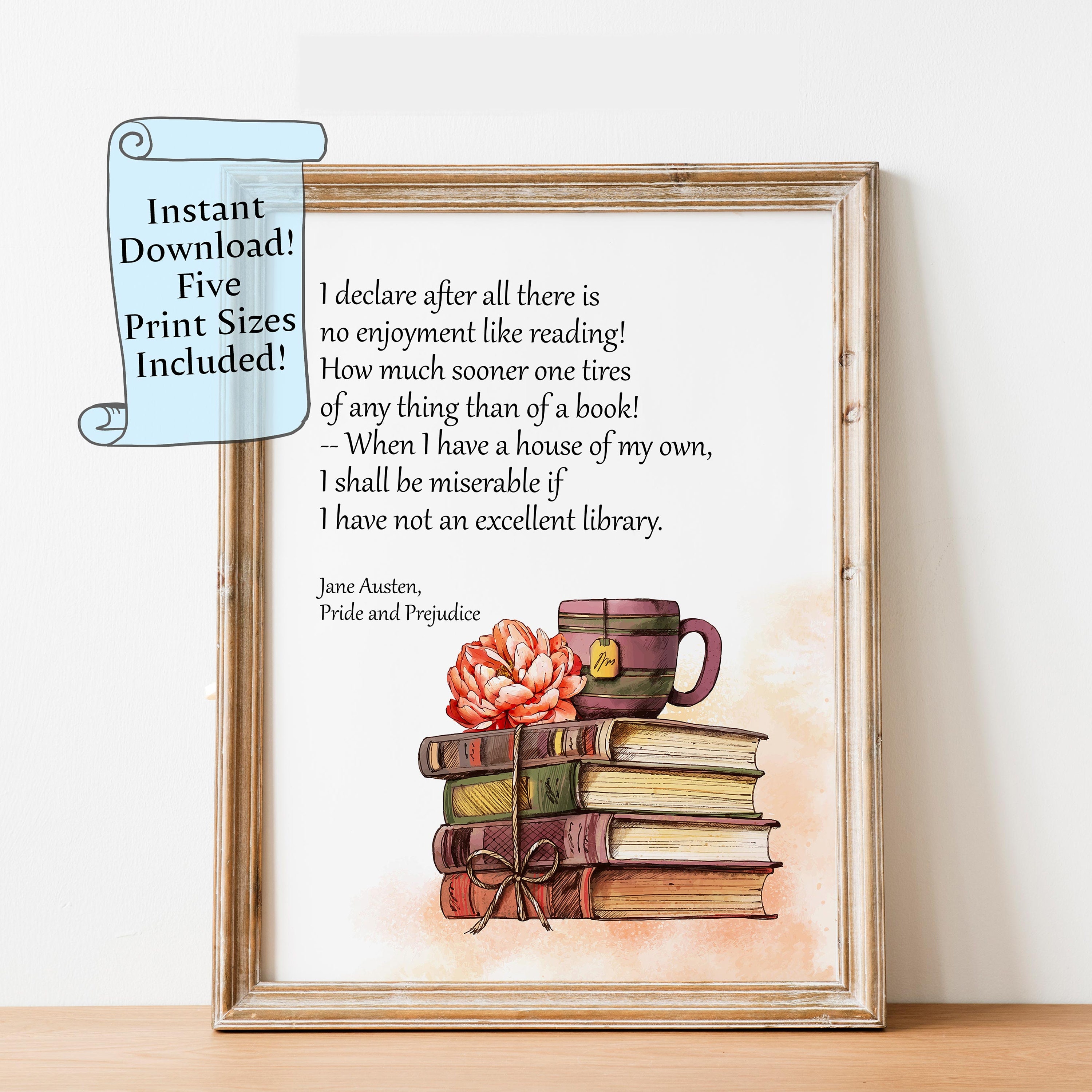 Jane Austen Printable Book Quote From Pride and Prejudice I - Etsy