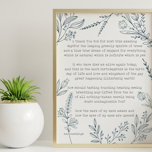 E.e Cummings Poem 'i Thank You God for Most This Amazing' With Flower ...