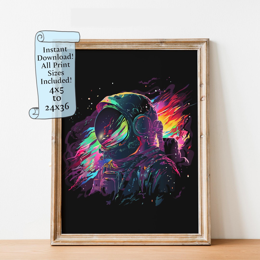 Regenbogen Spaceman Illustration Buntes Space Travel Decor Rainbow ...