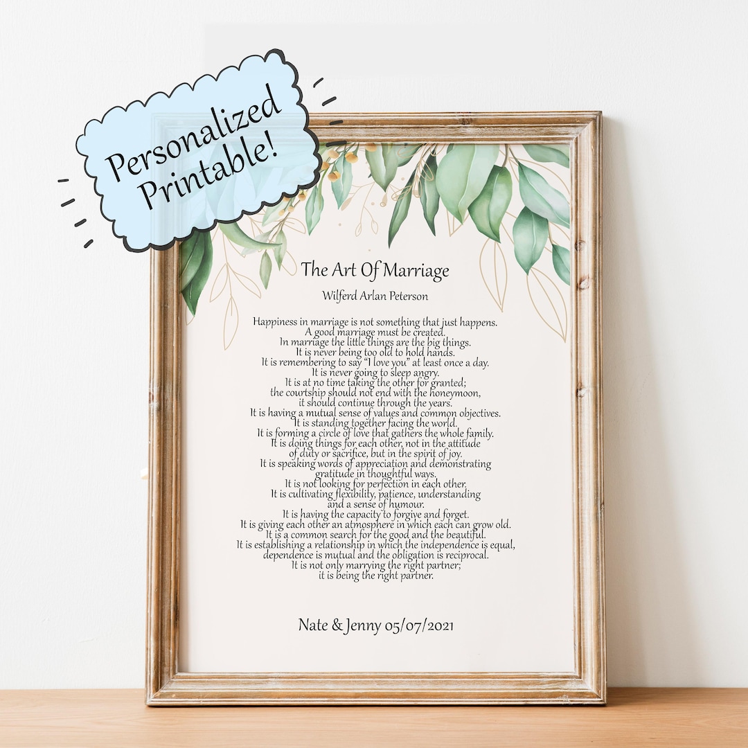 Personalized the Art of Marriage by Wilferd Arlan Peterson Printable ...