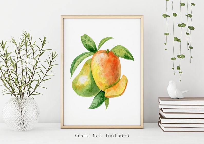 Watercolor Mango Print: Tropical Kitchen Wall Art (digital Download) - Etsy