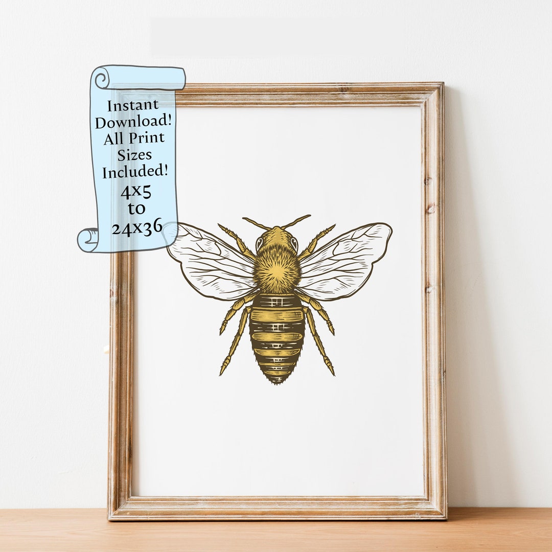 Honey Bee Downloadable Print Honey Bee Wall Art Printable Wall Art - Etsy