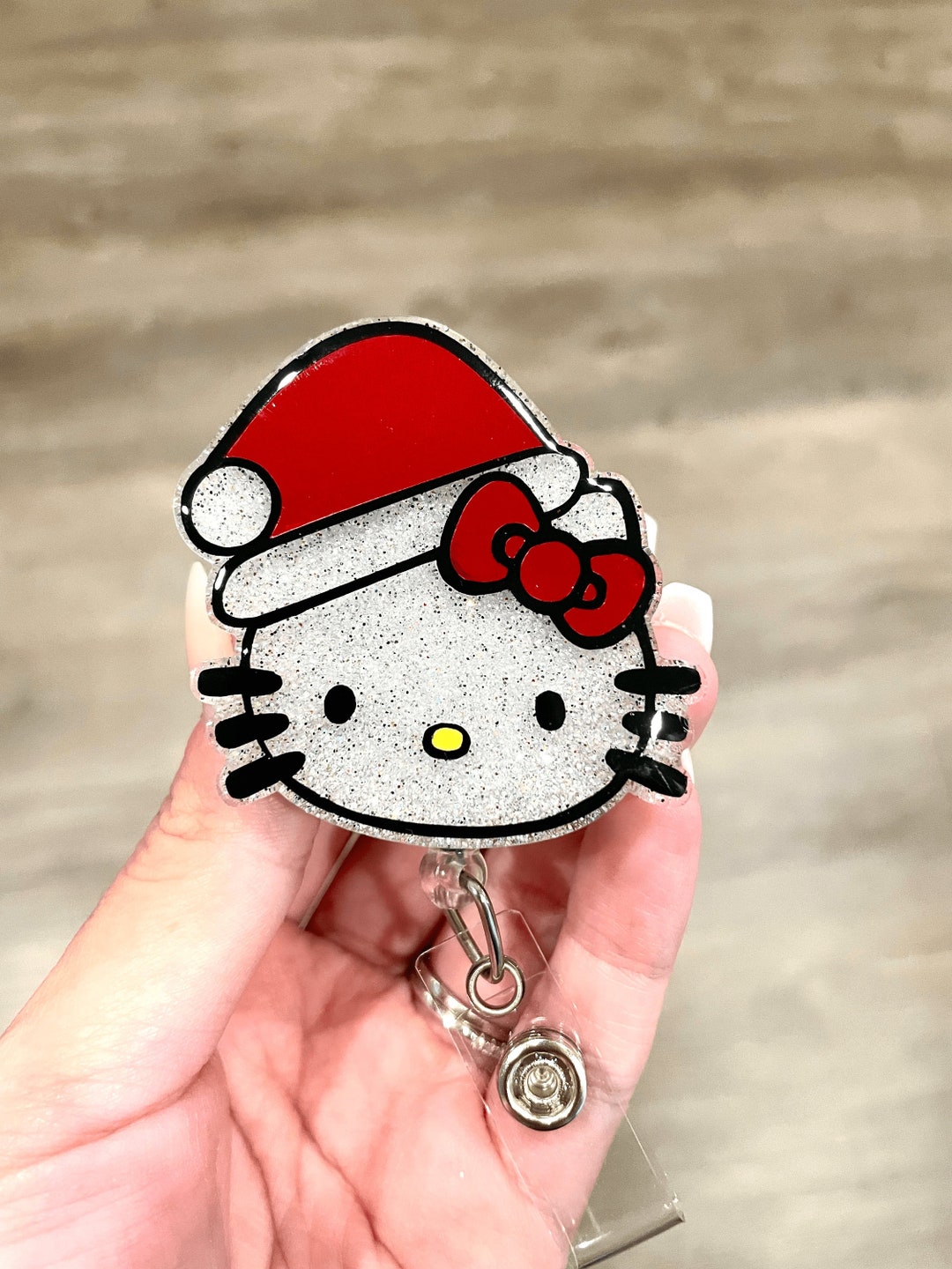 Santa Kitty Inspired Badge Reel, Retractable Badge Reel, Kitty ...