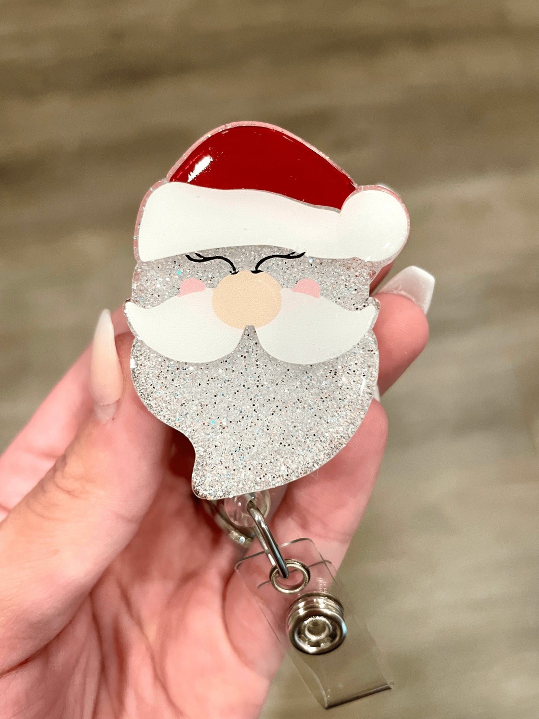Santa Claus Badge Reel, Christmas Badge Reel, Retractable Badge ...