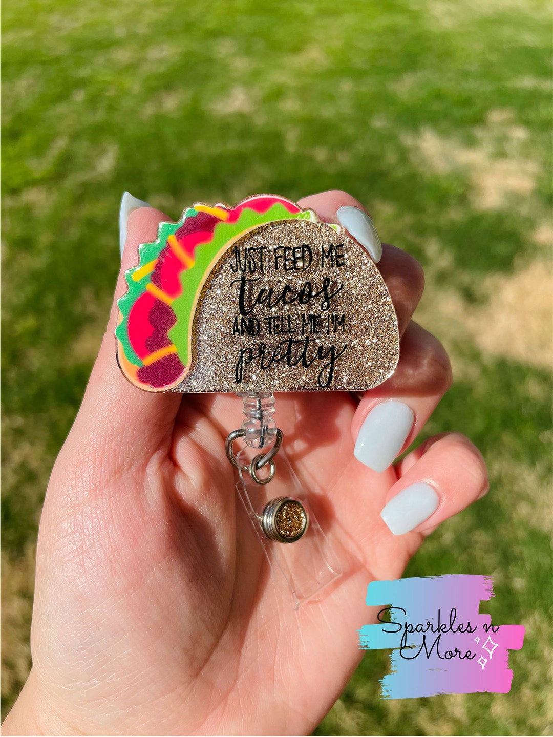 Taco Badge Reel, Food Badge Reel, Taco Badge Holder, Feed Me Tacos ...
