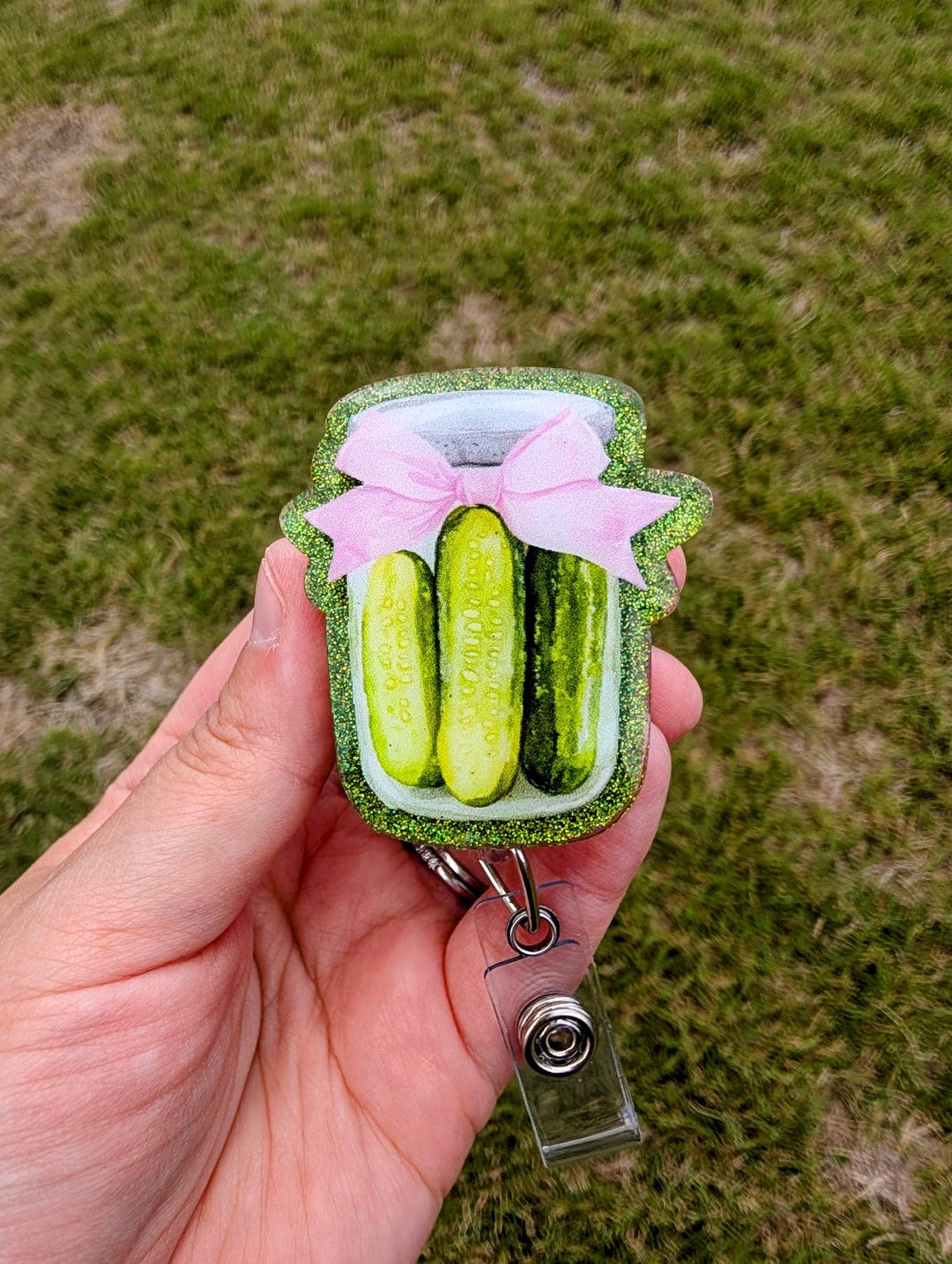 Pickle Coquette Bow Badge, Coquette Bow, Cute Bow Badge Reels, Badge ...