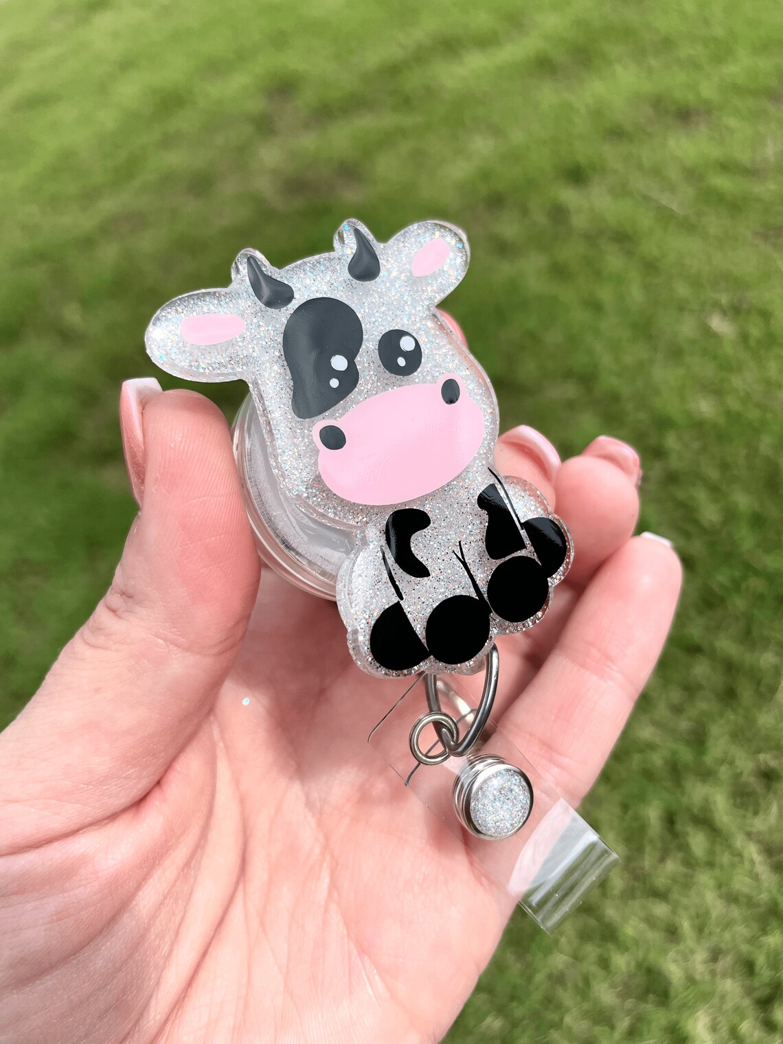 Cow Badge Reel Cow Badge Holder Cow Badge Buddy Animal - Etsy