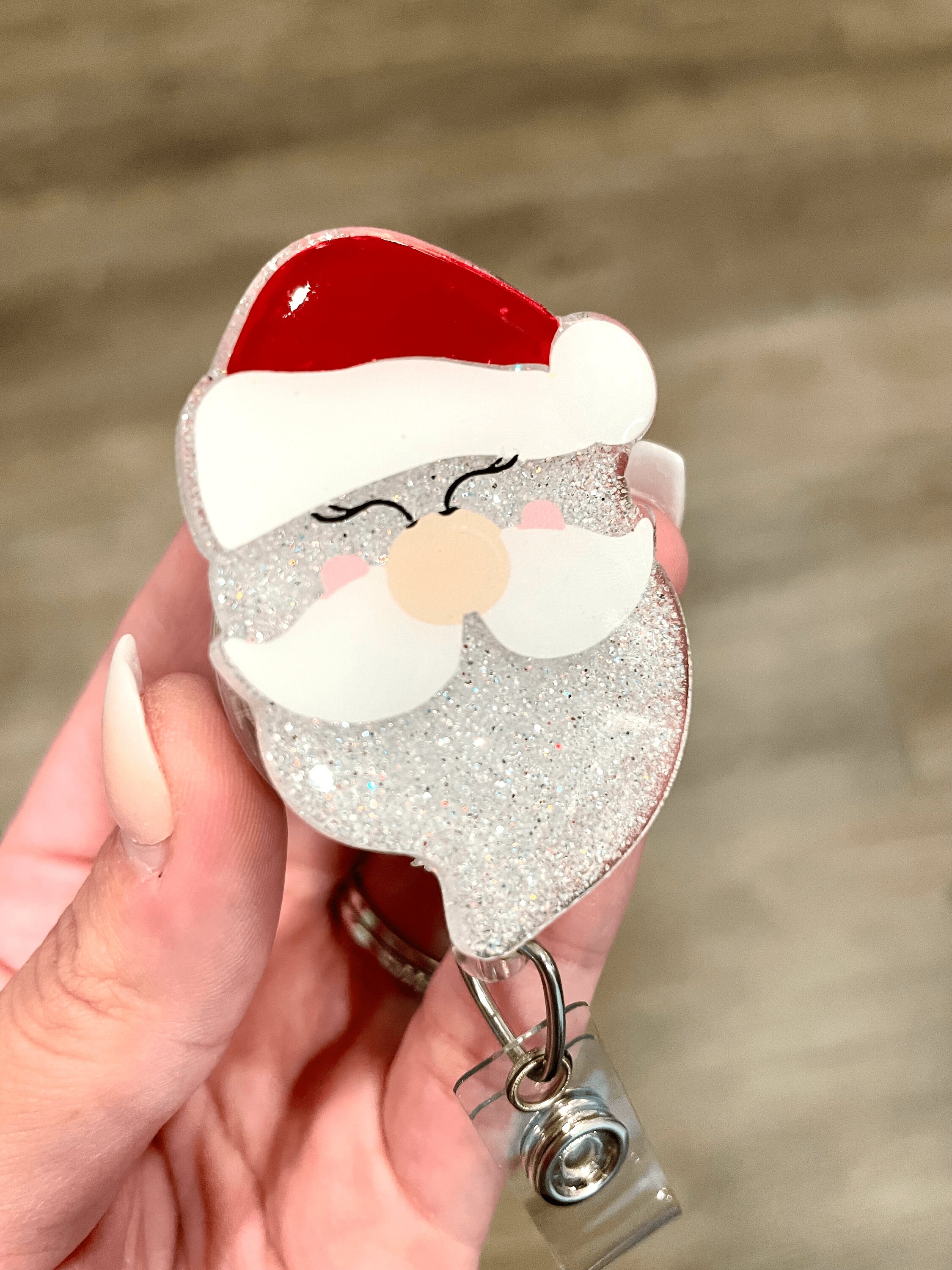 Santa Claus Badge Reel Christmas Badge Reel Retractable - Etsy