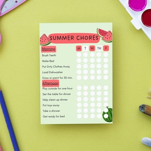 Editable Chore Chart | Kids Summer Chore Chart | Summer Checklist ...