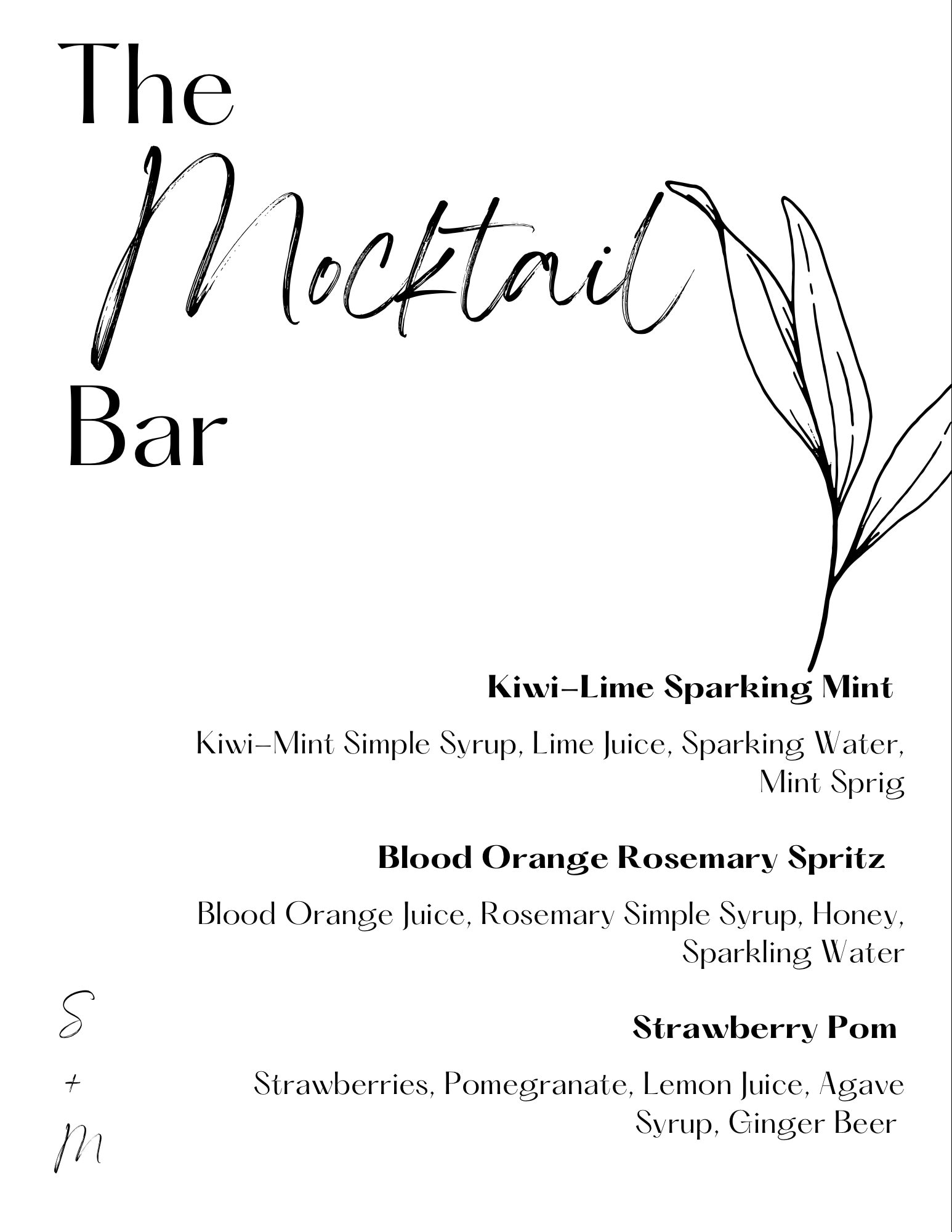The Mocktail Bar | Non-alcohol Drink Menu | Mocktail Menu | Custom ...