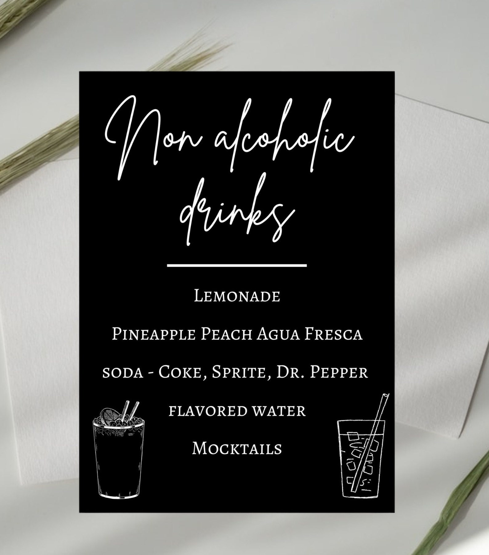 Mocktail Menu | Signature Non-alcoholic Drinks Sign | the Bar Menu ...