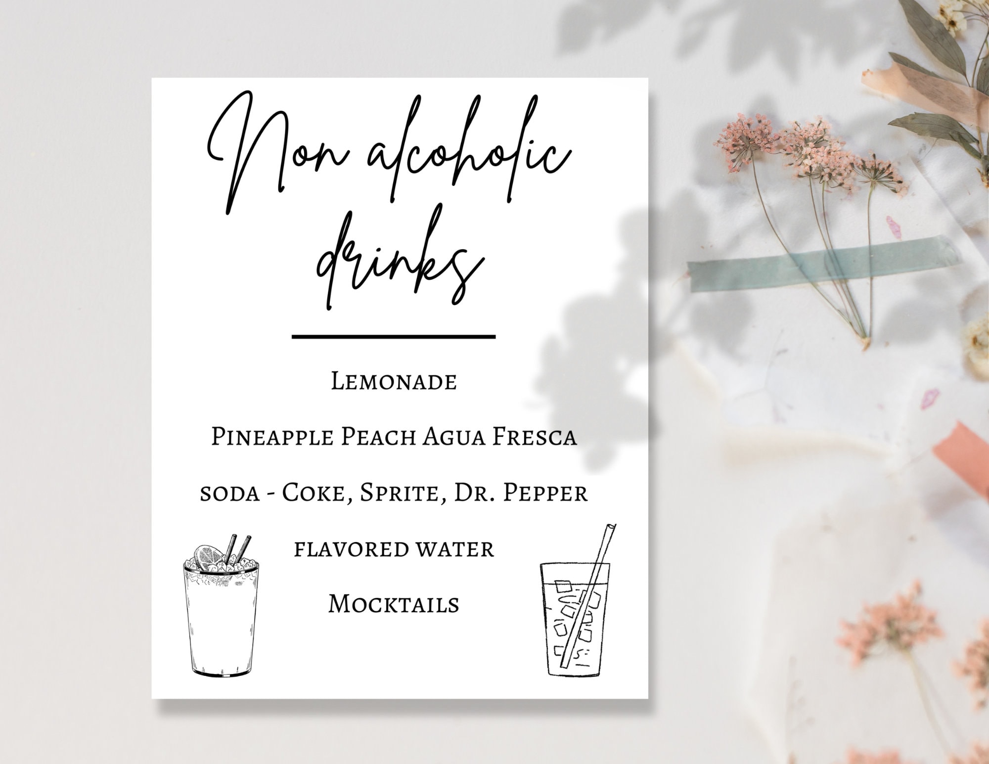 Mocktail Drinks | Non-alcoholic Signature Drinks Sign | the Bar Menu ...