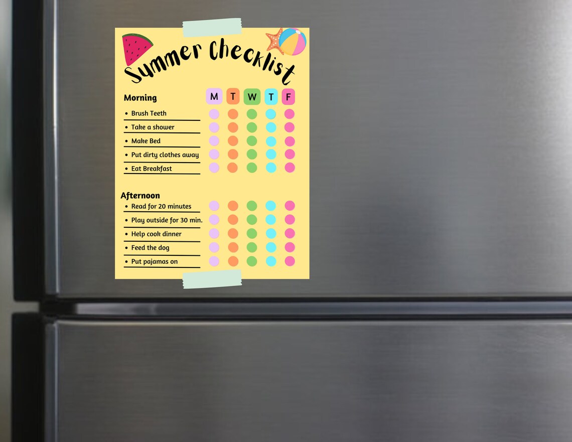 Kids Summer Chores Checklist Kids to Do List Editable Template Morning ...