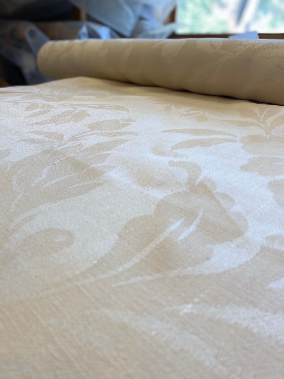 Madeleine Champagne Linen Damask - Etsy