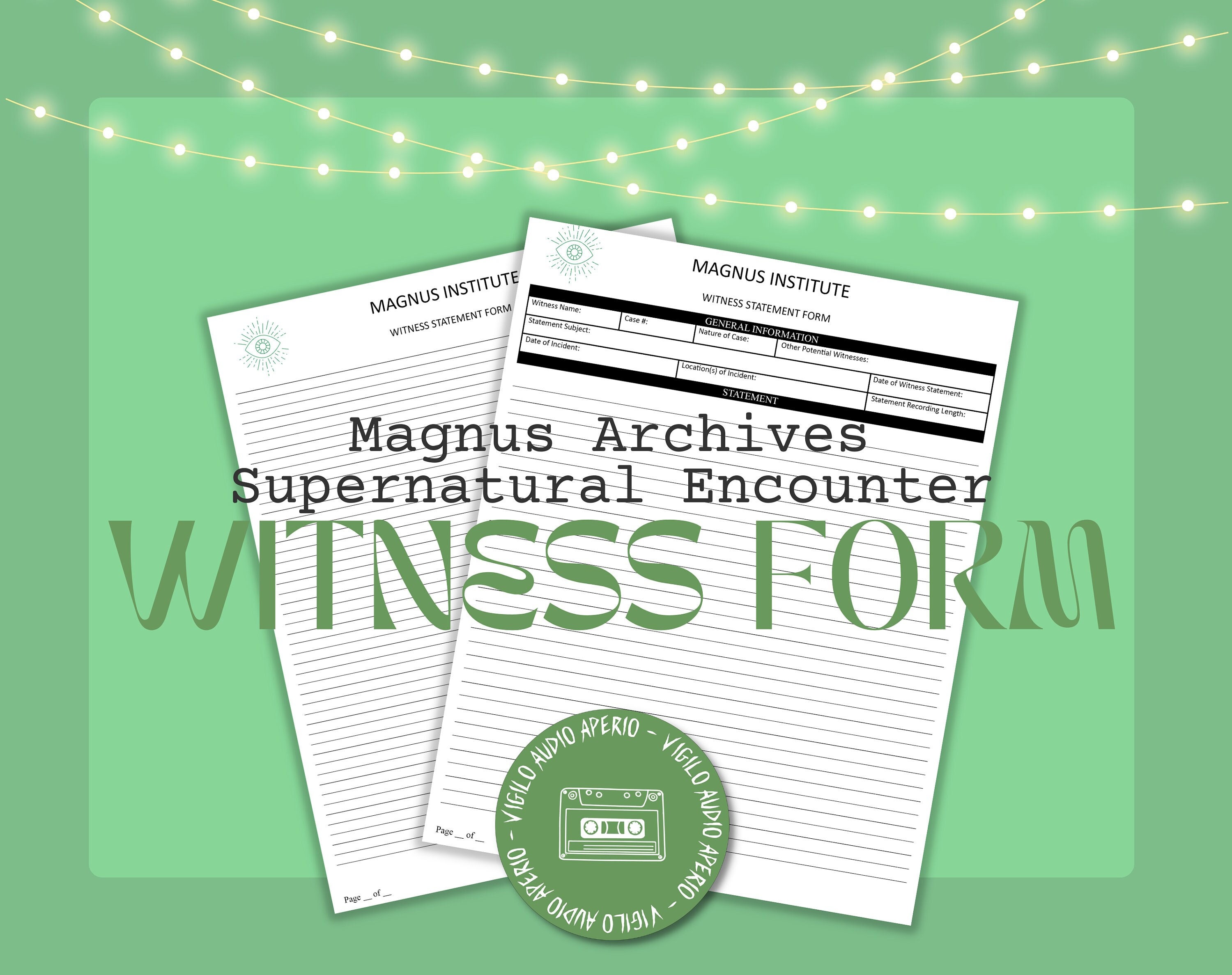The Magnus Archives Supernatural Encounter Witness Form | Printable TMA ...