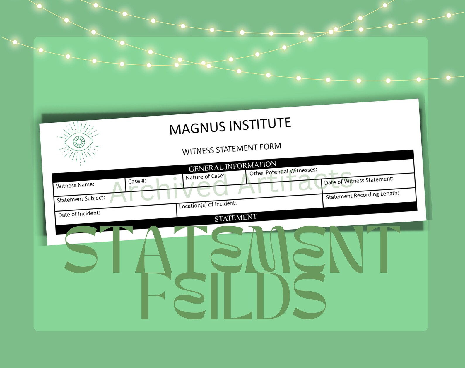 The Magnus Archives Supernatural Encounter Witness Form | Printable TMA ...