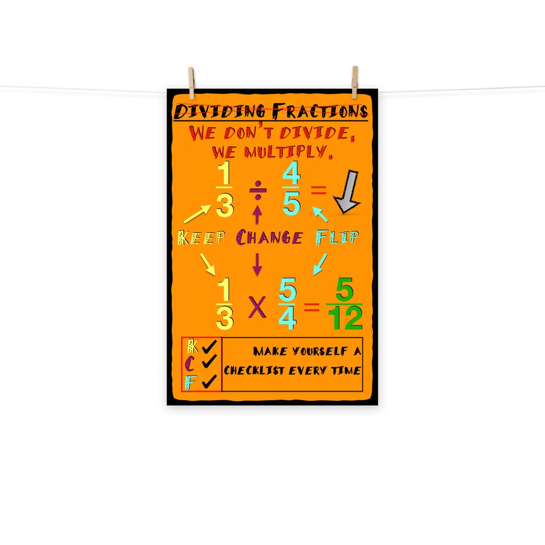 Dividing Fraction Poster Keep Change Flip 20 X 30 Inches - Etsy