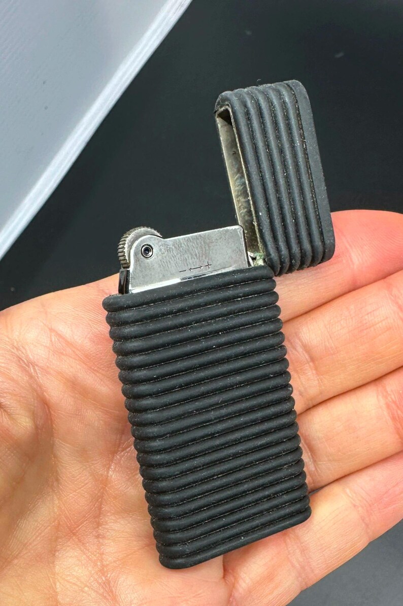 Vintage FENDI Roma Zucca Logo Rubber Metal Lighter Butane Black SLEEK ...