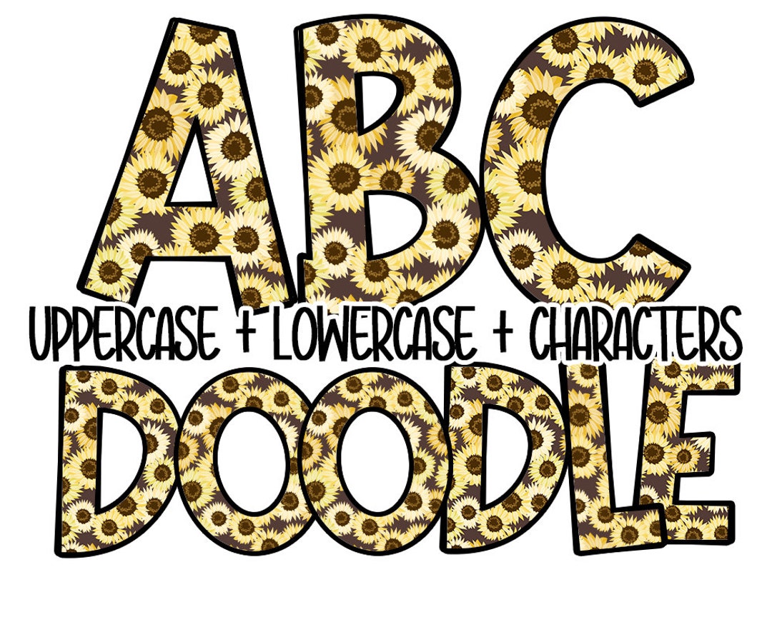 Sunflower Doodle Alphabet Letters PNG Bundle, Sublimation Font Png ...
