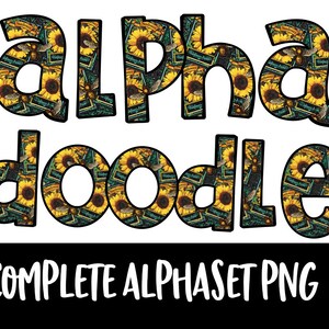 Sunflower Bee Doodle Alphabet Letters PNG Bundle, Alphabet Doodle ...