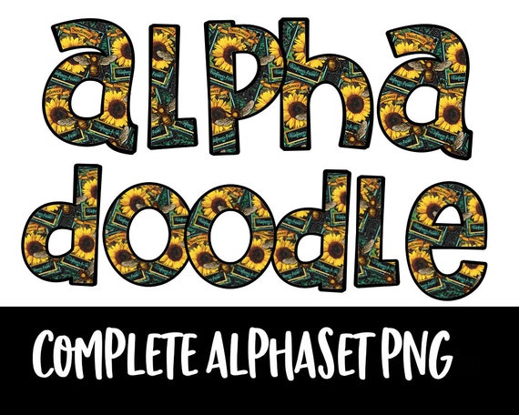 Sunflower Bee Doodle Alphabet Letters PNG Bundle Alphabet - Etsy