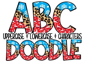 USA Leopard Cow Print Western Doodle Alphabet Letters PNG Bundle ...