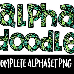 Jungle Leaf Doodle Alphabet Letters PNG Bundle Alphabet - Etsy
