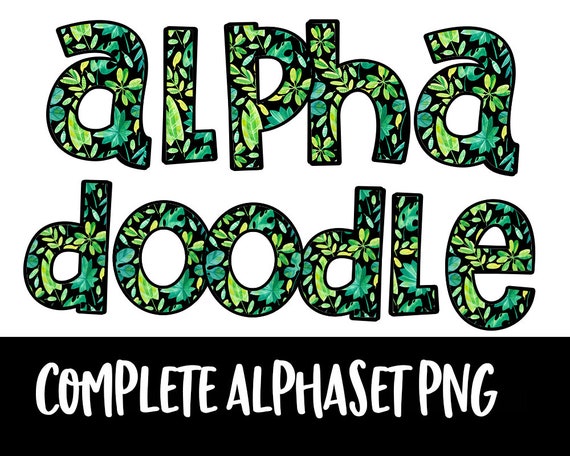 Jungle Leaf Doodle Alphabet Letters PNG Bundle Alphabet - Etsy