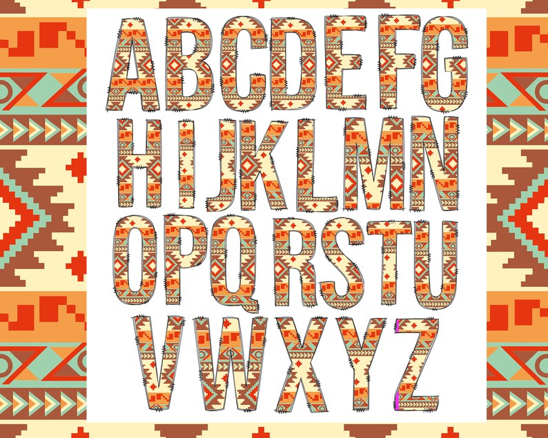 Aztec Doodle Alphabet Letters PNG Bundle Alphabet Doodle - Etsy