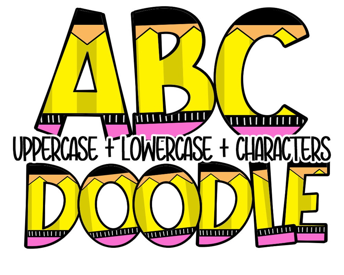 Teacher Back to School Pencil Doodle Alphabet Letters PNG - Etsy