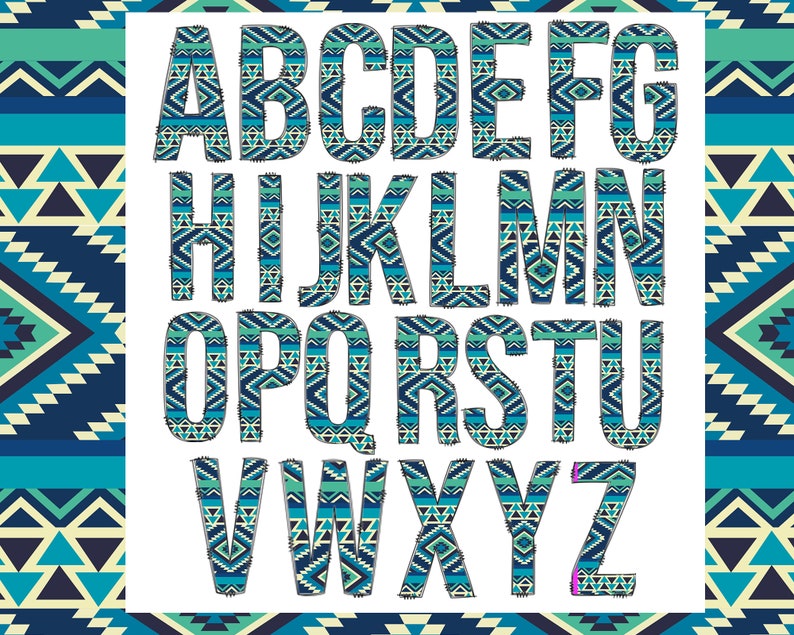 Aztec Doodle Alphabet Letters PNG Bundle Alphabet Doodle - Etsy