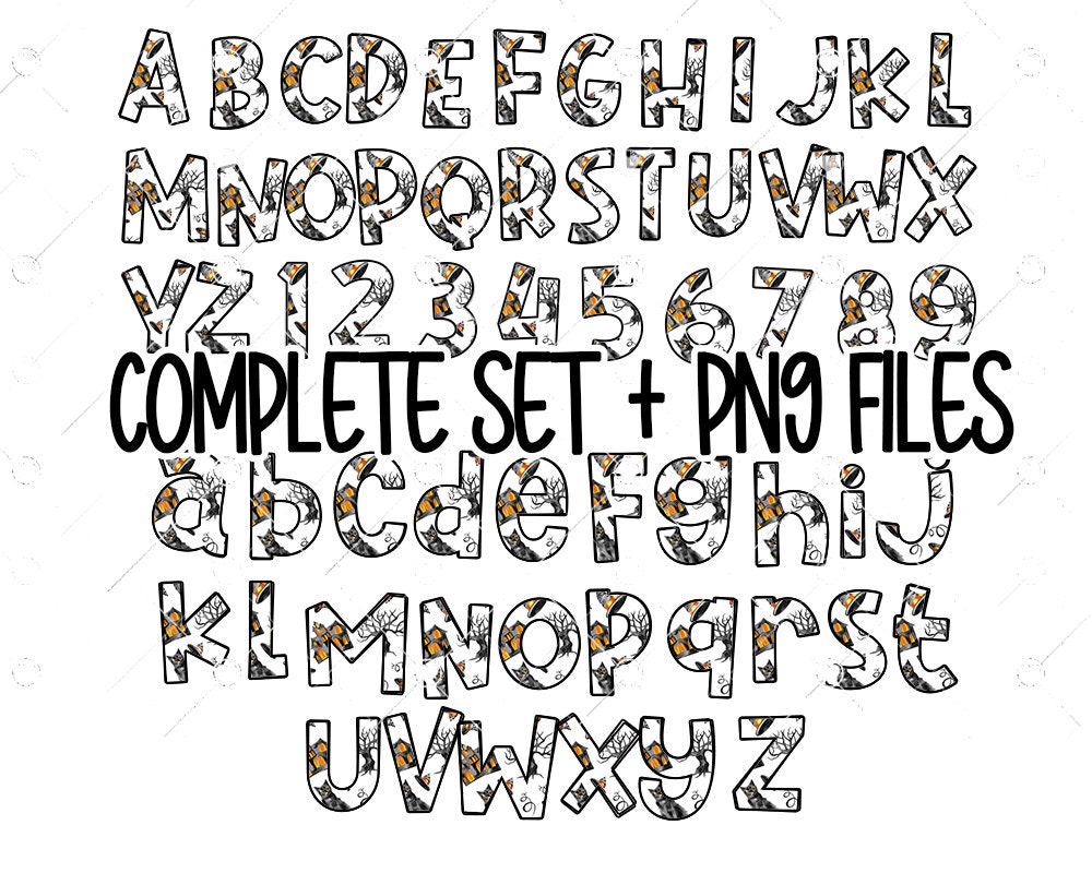 3 SPOOKY Halloween Doodle Alphabet Letters PNG Bundle - Etsy