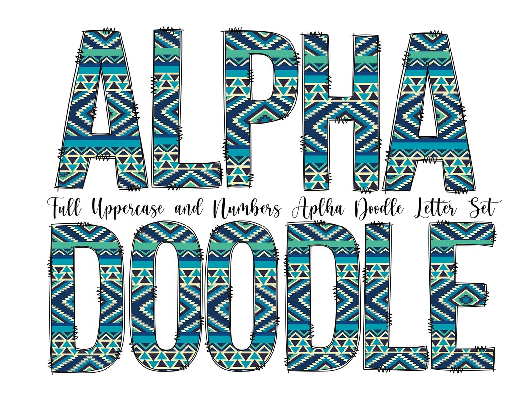Aztec Doodle Alphabet Letters PNG Bundle, Alphabet Doodle, Sublimation ...