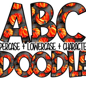 Halloween Fall Pumpkin Doodle Alphabet Letters PNG Bundle - Etsy