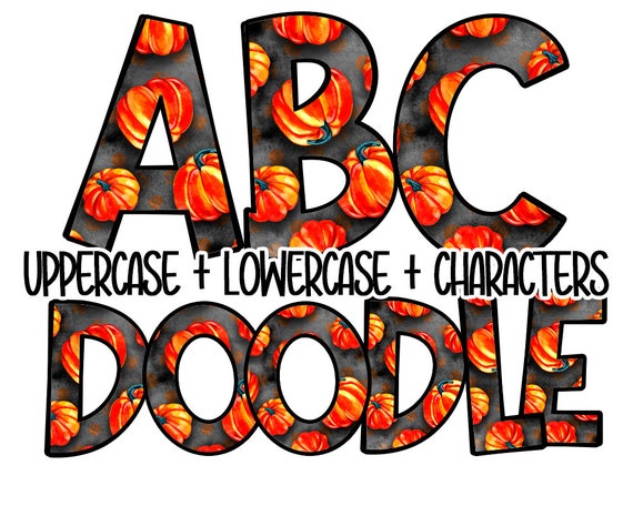 Halloween Fall Pumpkin Doodle Alphabet Letters PNG Bundle - Etsy