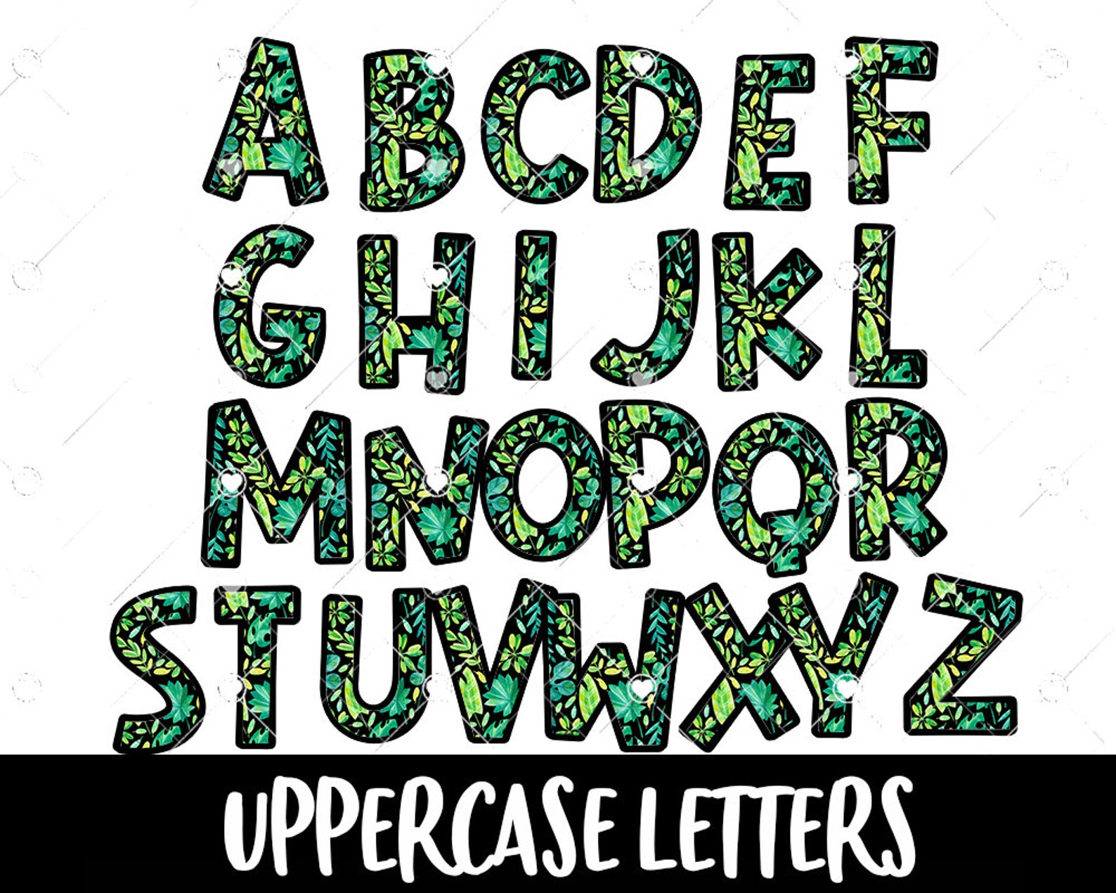 Jungle Leaf Doodle Alphabet Letters PNG Bundle Alphabet - Etsy