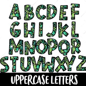 Jungle Leaf Doodle Alphabet Letters PNG Bundle Alphabet - Etsy